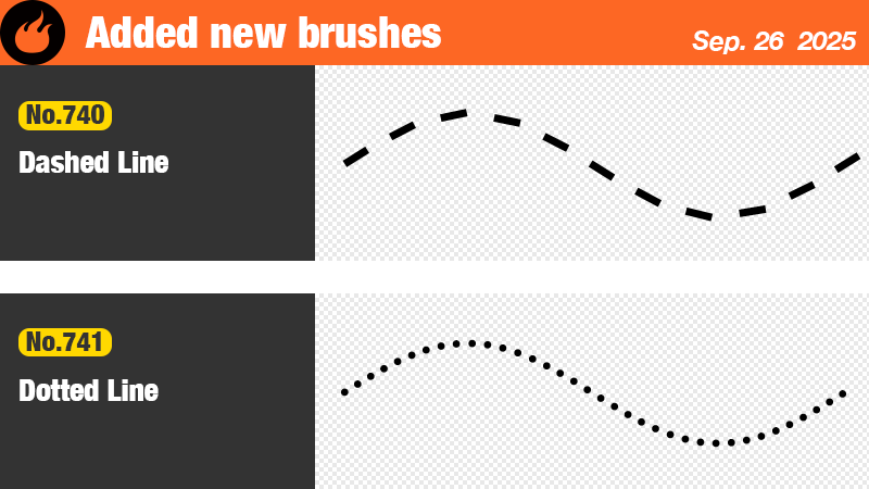 Added ‘Dashed Line’ and ‘Dotted Line’ pens! | FireAlpaca Manual